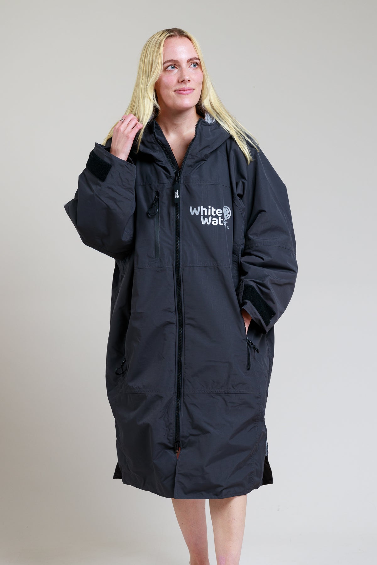 Adults Hard Shell Robe - Black – White Water